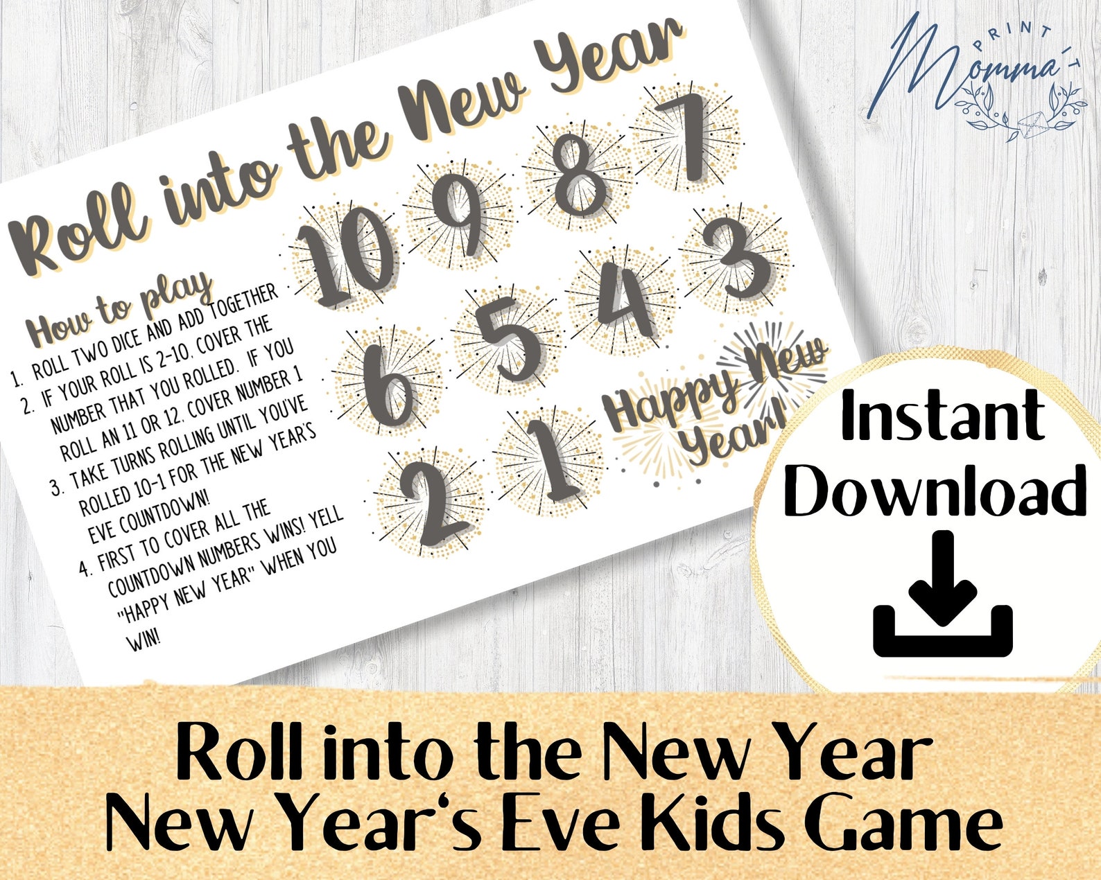 Roll Into the New Year Kids Game Printable | New Year's Eve Count Down ...