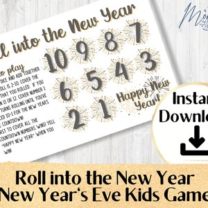 Roll Into the New Year Kids Game Printable | New Year's Eve Count Down ...