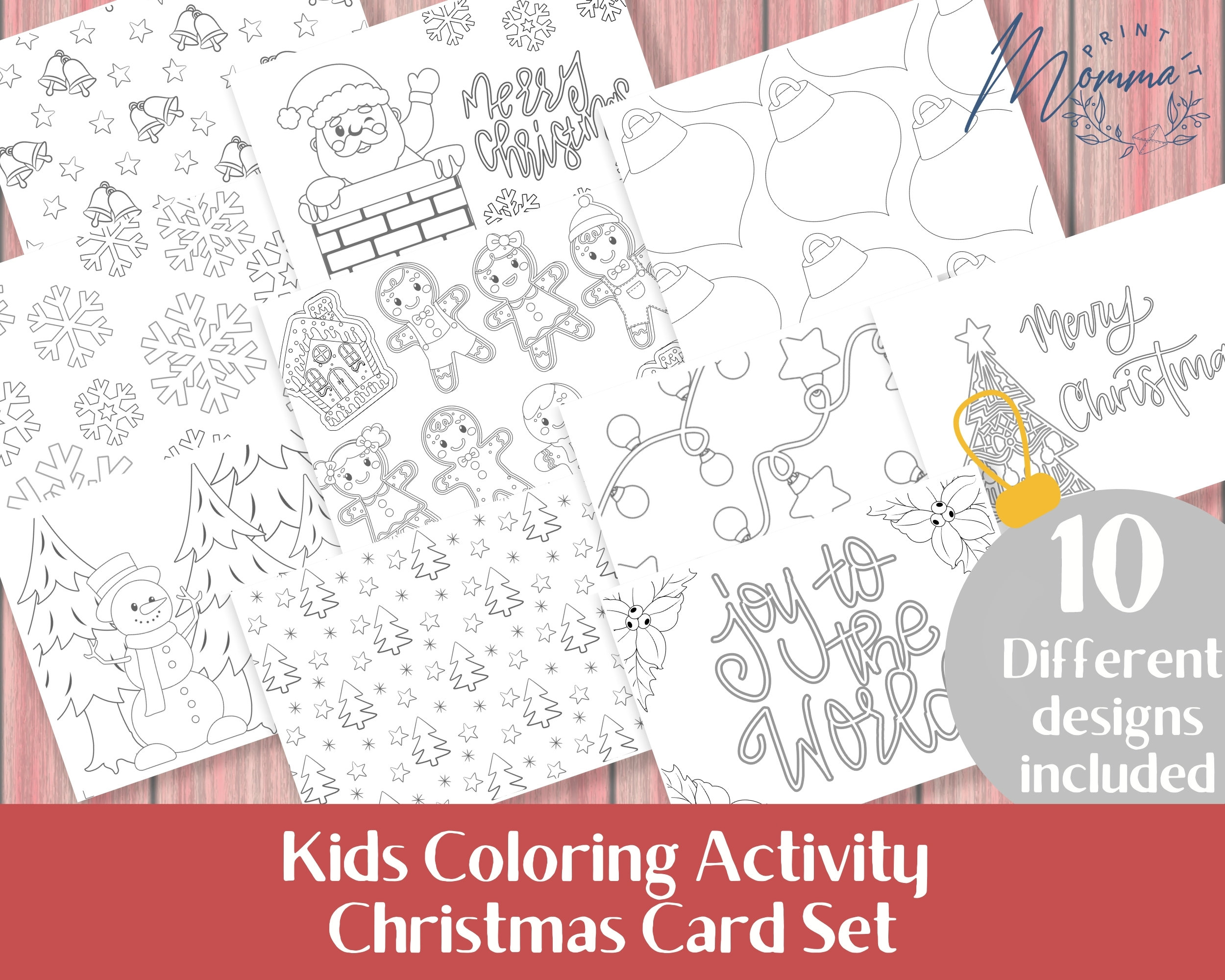 Christmas Activity Coloring Cards Set Printable | Christmas Kids ...