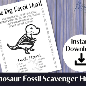 Scavenger Hunt for Dinosaur Fossils Printable | Dino Dig Fossil Hunt ...