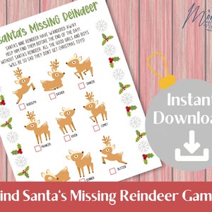 Find Santa's Missing Reindeer Game Printable | Reindeer Scavenger Hunt ...