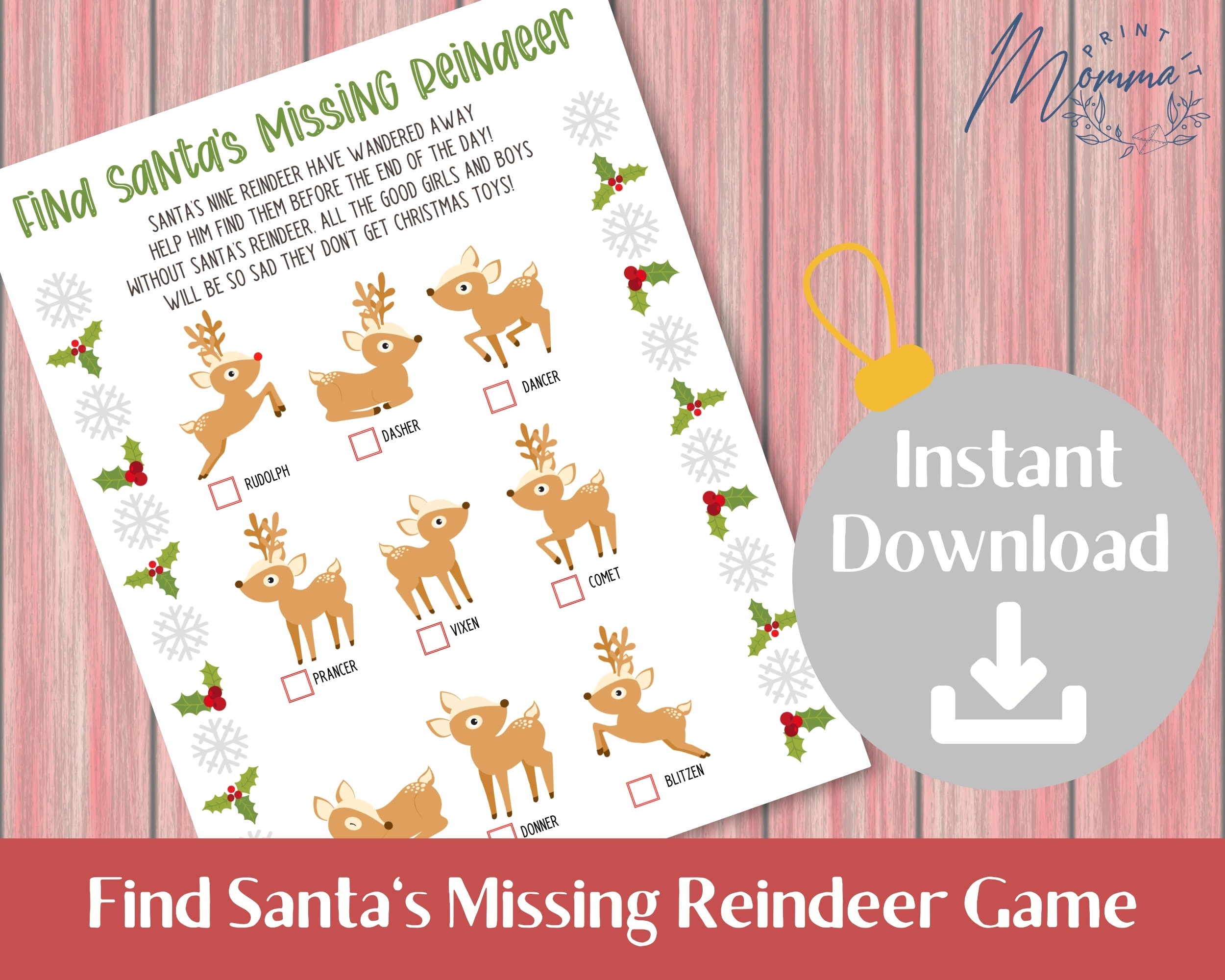 Find Santa's Missing Reindeer Game Printable | Reindeer Scavenger Hunt ...