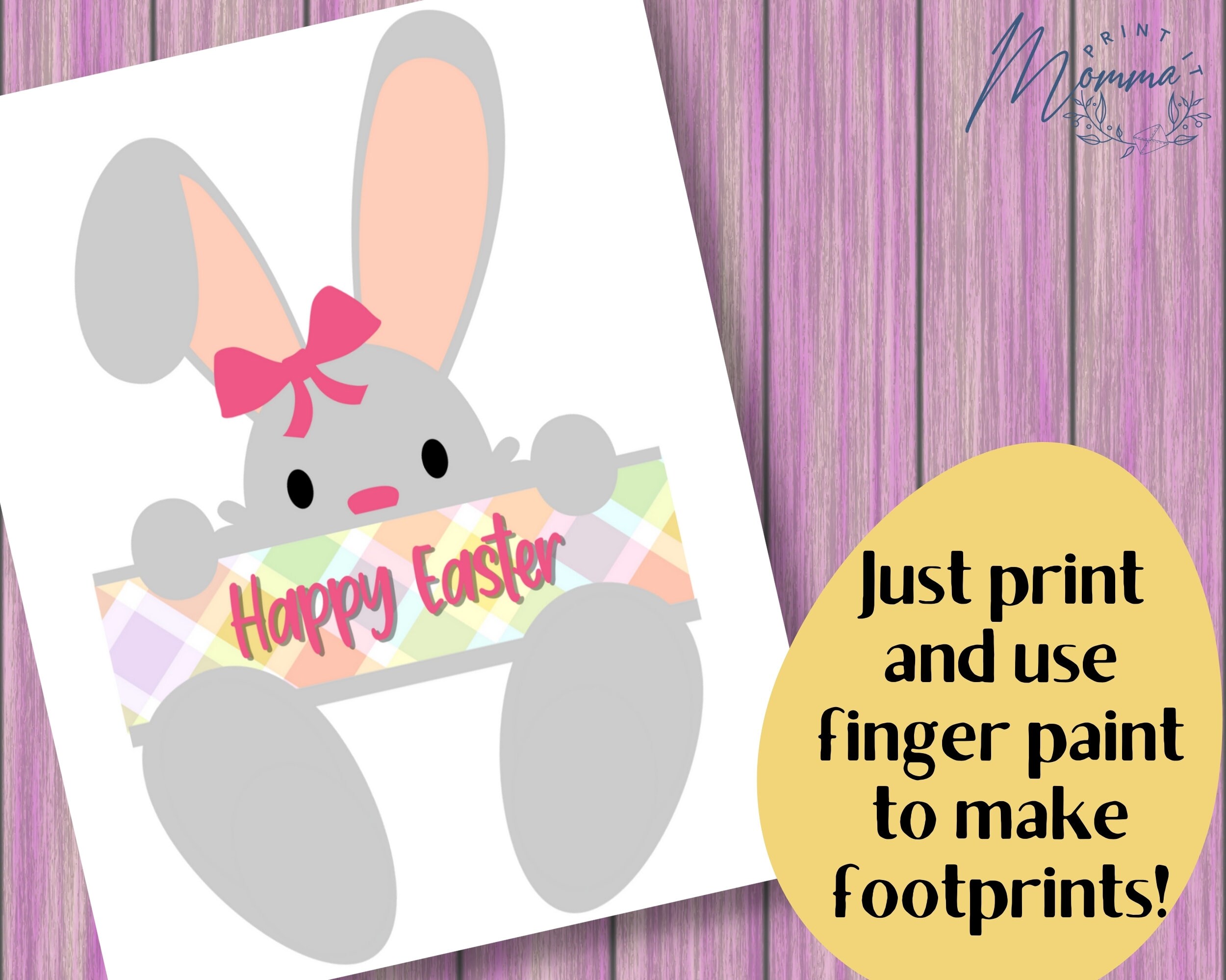 Easter Bunny Footprint Art Printable | Easter Footprint Kids Craft ...