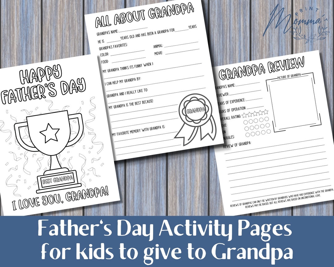 Father's Day Grandpa Activity Pages Printable | Father's Day Kids ...