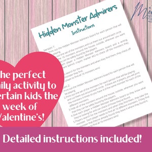 Valentine's Day Kids Scavenger Hunt Printable | Monster Valentine Hide ...