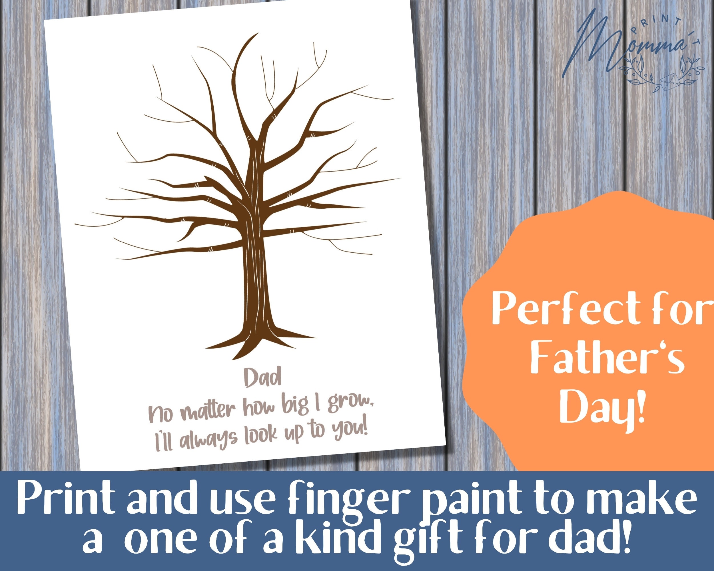 Father's Day Gift From Kids Printable | Tree Fingerprint or Handprint ...
