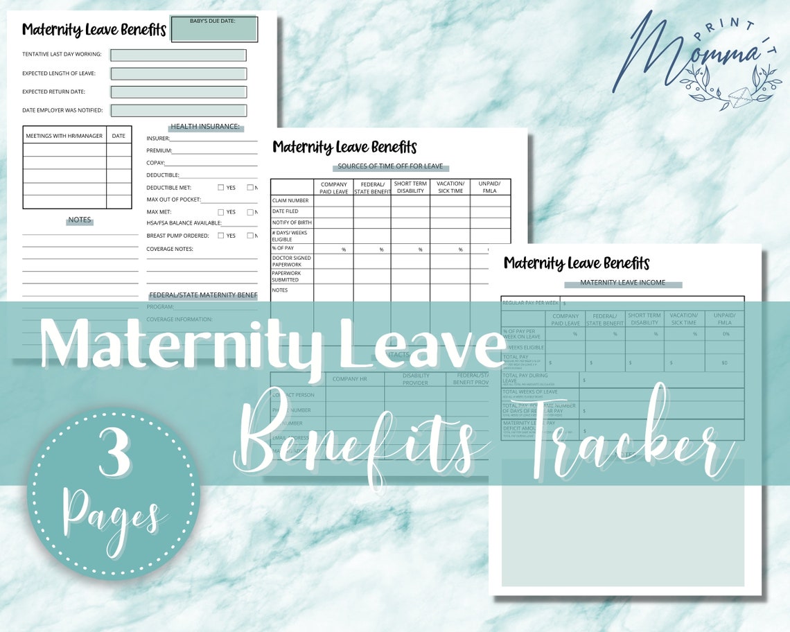 Maternity Leave Benefits Tracker Printable Fillable Work Family Leave ...