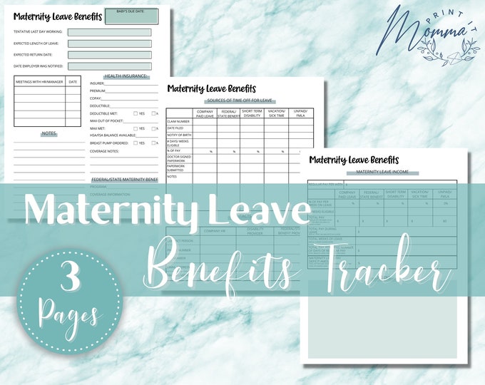 Maternity Leave Benefits Tracker Printable Fillable Work Family Leave ...