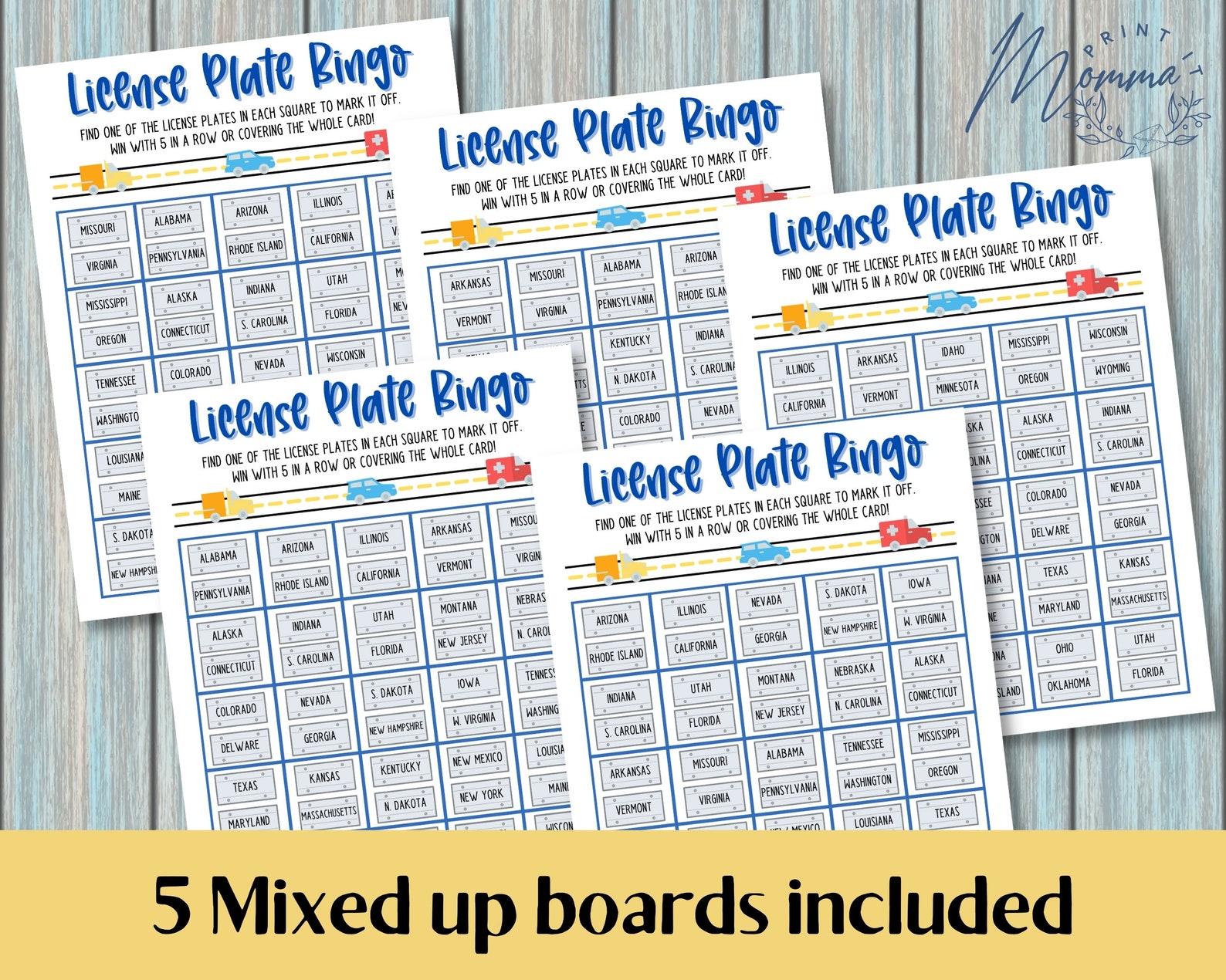 License Plate Bingo Car Game Printable | Bingo Travel Activity Digital ...
