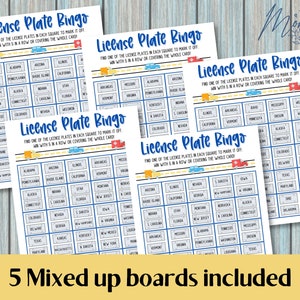 License Plate Bingo Car Game Printable | Bingo Travel Activity Digital ...