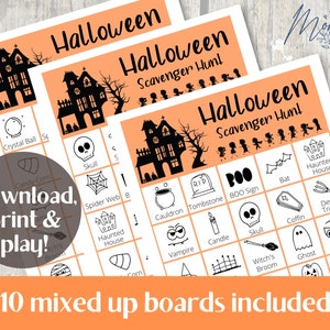 Halloween Scavenger Hunt Printable | Halloween Bingo Cards Digital ...