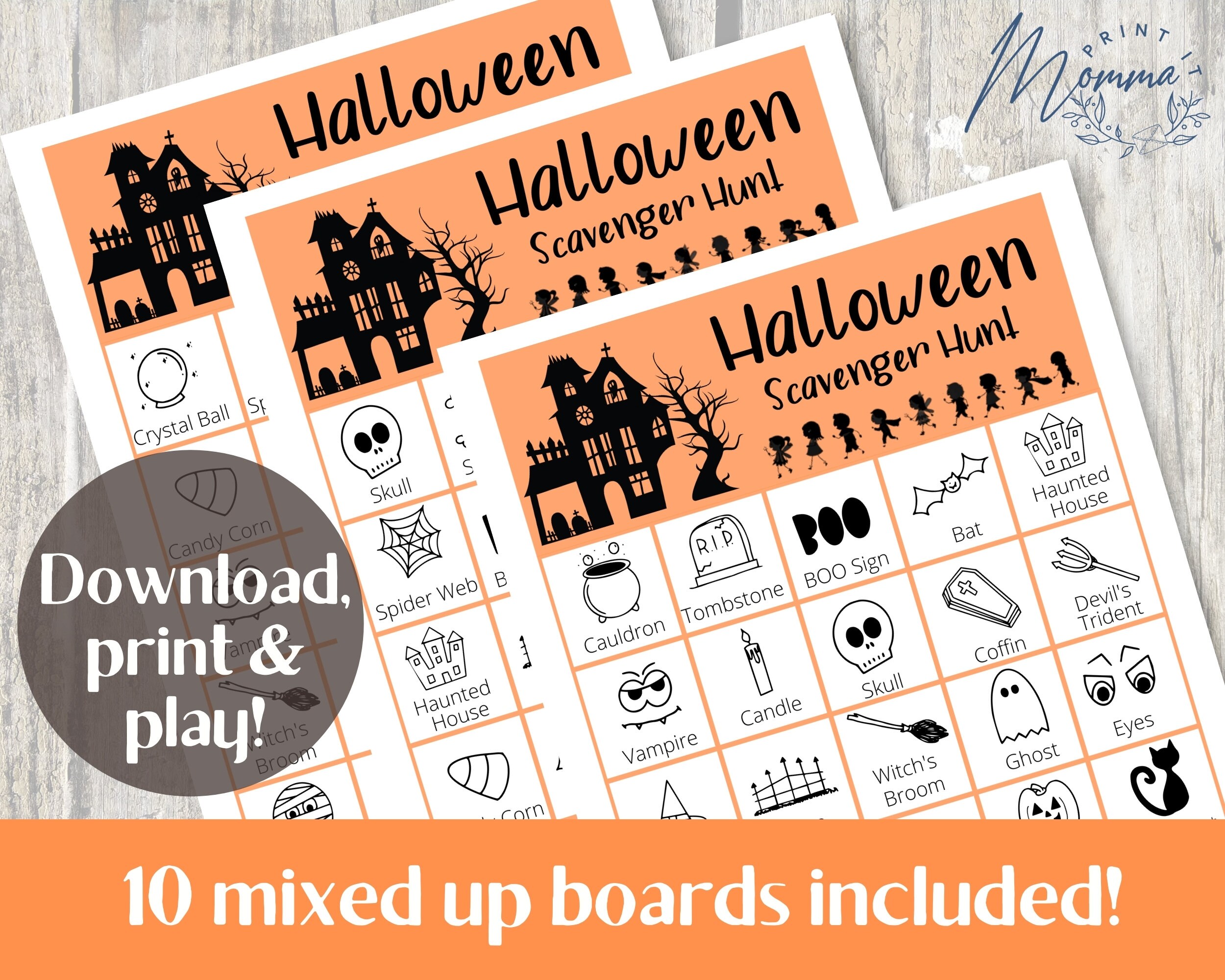 Halloween Scavenger Hunt Printable | Halloween Bingo Cards Digital ...