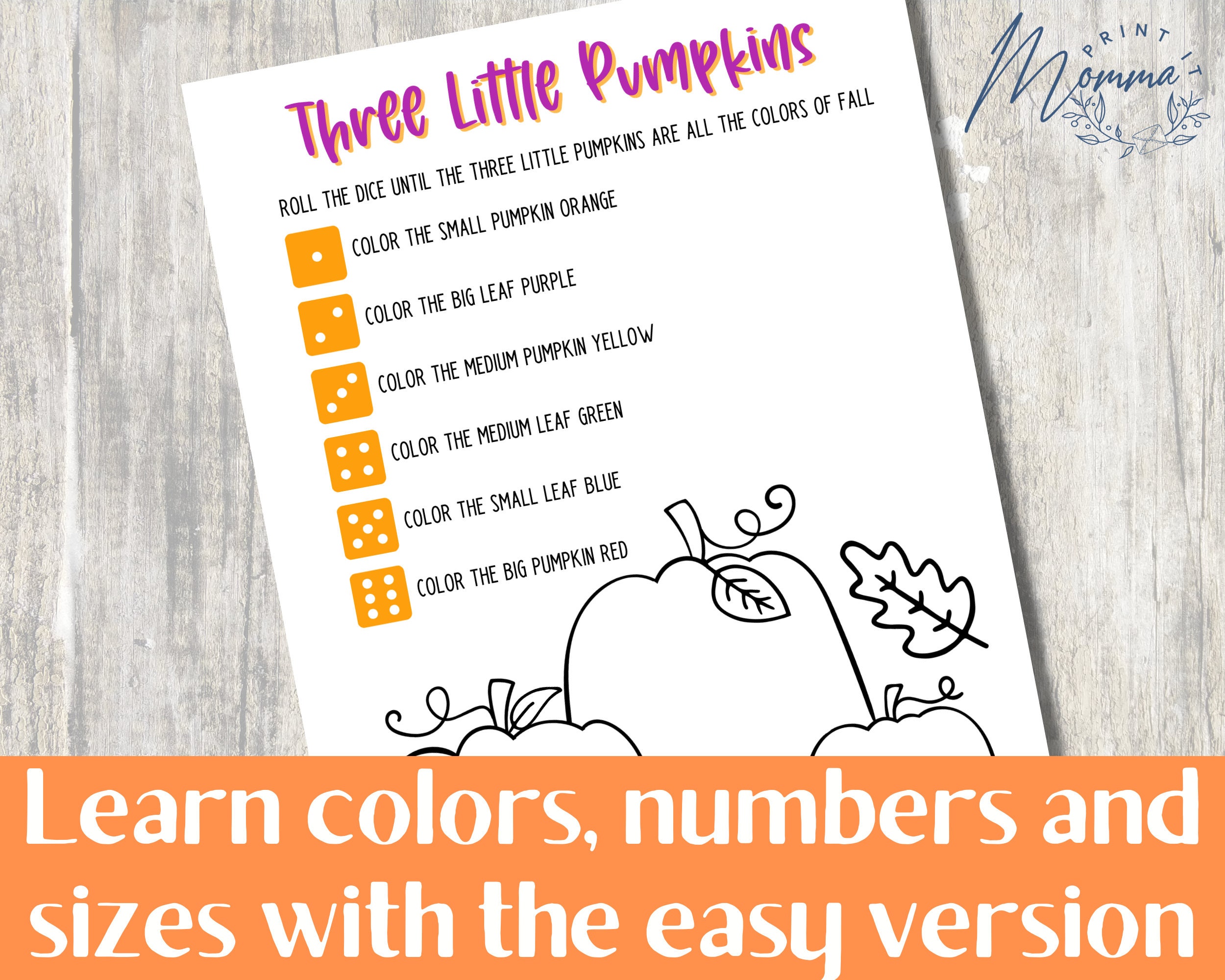 Halloween Dice Game Printable | Three Little Pumpkins Family Board Game ...