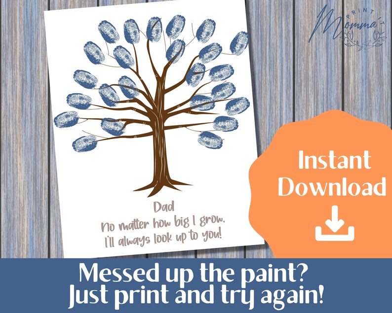 Father's Day Gift From Kids Printable | Tree Fingerprint or Handprint ...