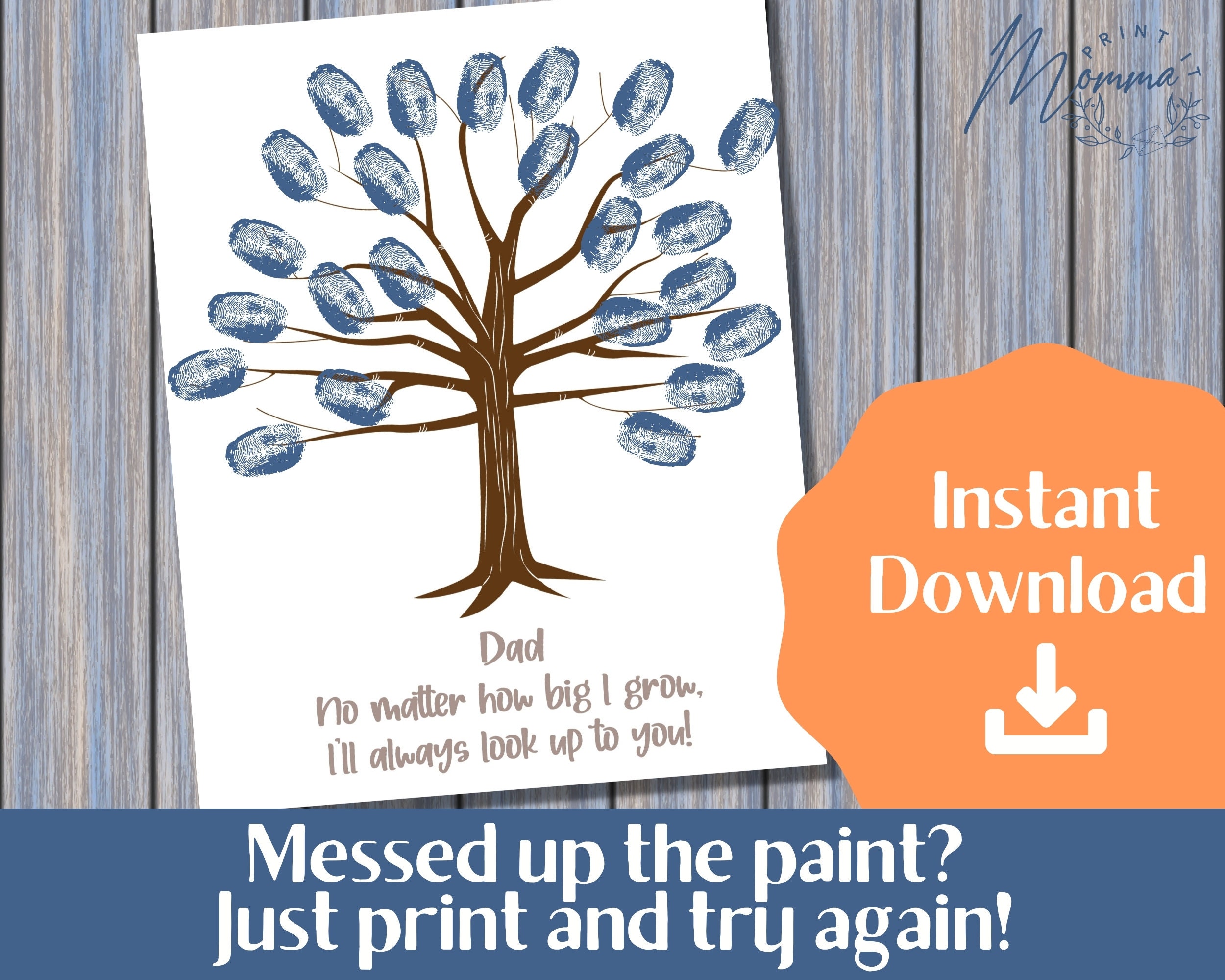 Father's Day Gift From Kids Printable | Tree Fingerprint or Handprint ...