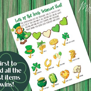 St. Patrick's Day Kids Scavenger Hunt Printable | St. Patty's Day Luck ...