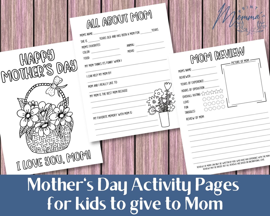 Mother's Day Activity Pages Printable | Mother's Day Kids Activity ...