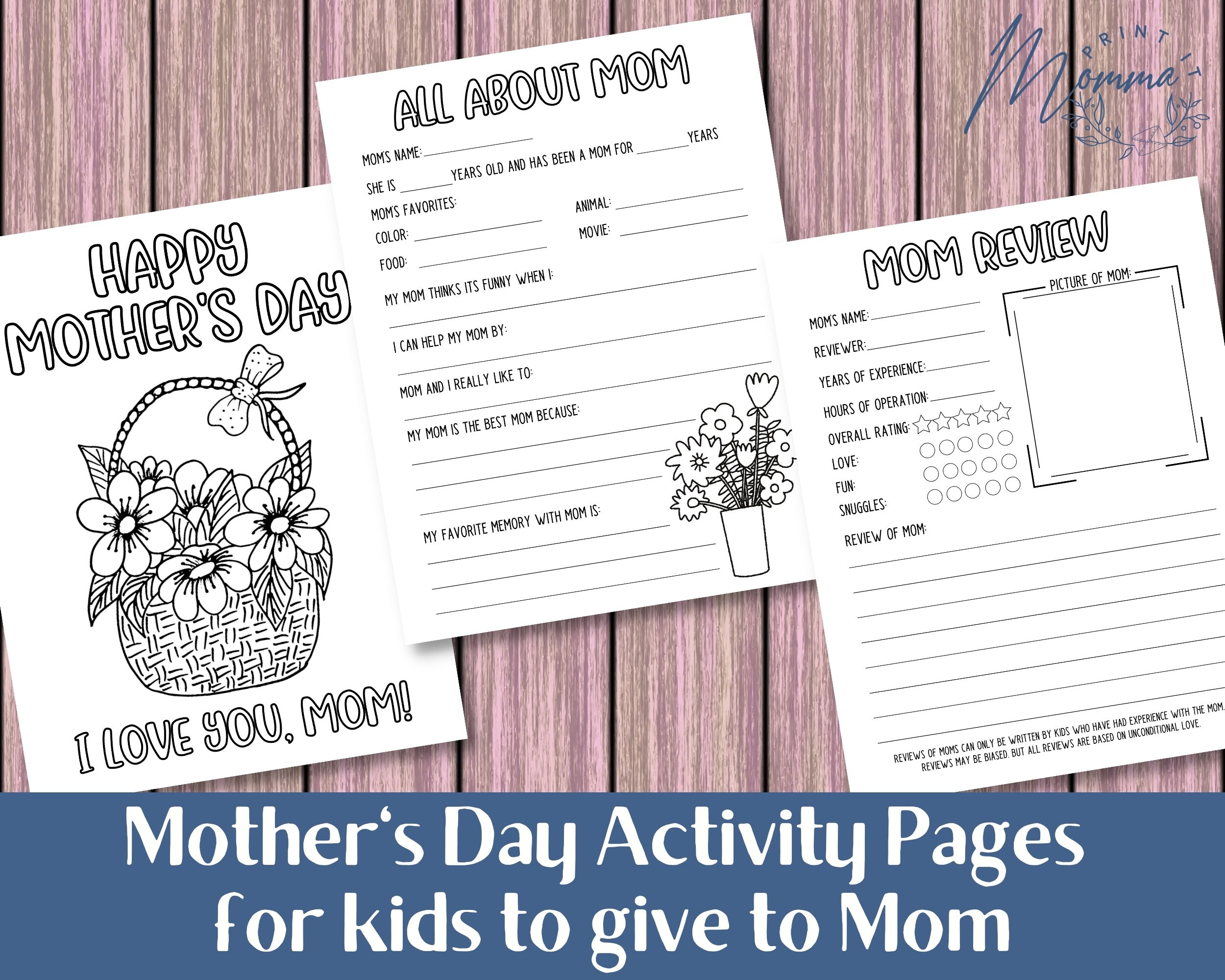 Mother's Day Activity Pages Printable Mother's Day Kids Activity Kids ...