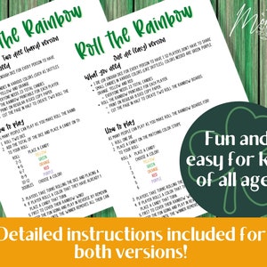 St. Patrick's Day Kids Roll the Rainbow Game Printable | St. Patty's ...