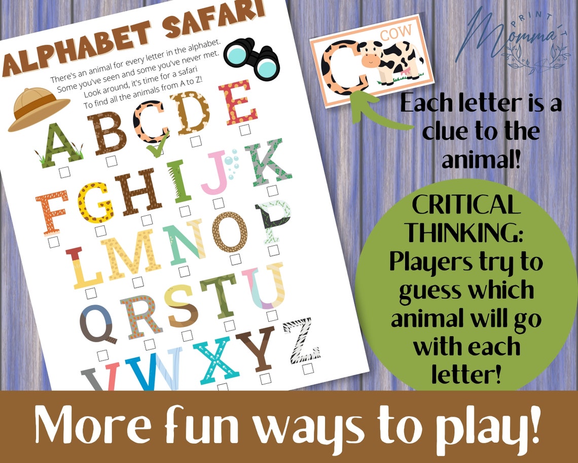 Scavenger Hunt Alphabet Safari Printable Alphabet Hiding | Etsy