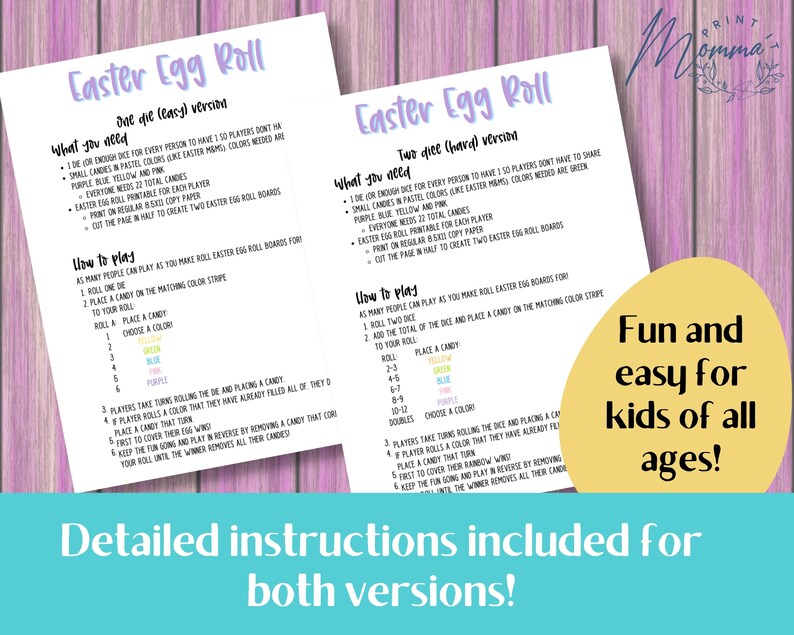 Easter Egg Roll Kids Dice Game Printable | Easter Kids Activity Digital ...