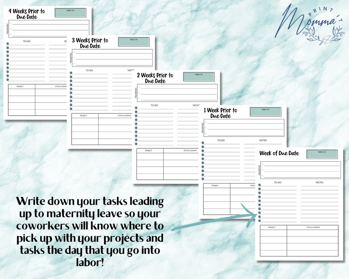 Maternity Leave Planner Printable Fillable Work Maternity - Etsy