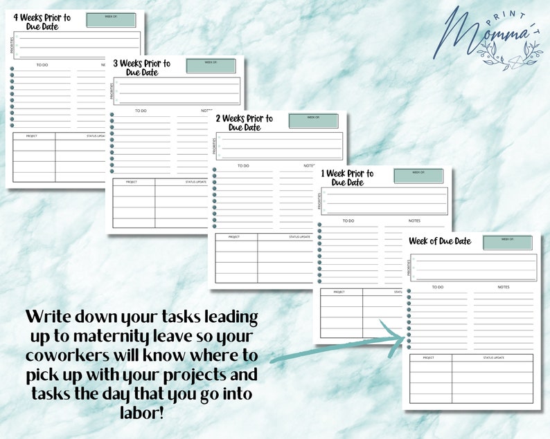 Maternity Leave Planner Printable | Fillable Work Maternity Leave Plan ...