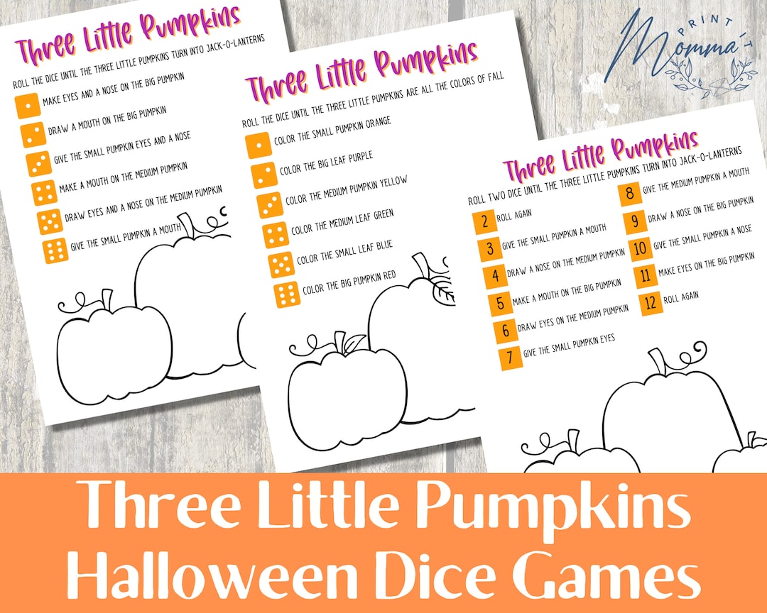Halloween Dice Game Printable | Three Little Pumpkins Family Board Game ...