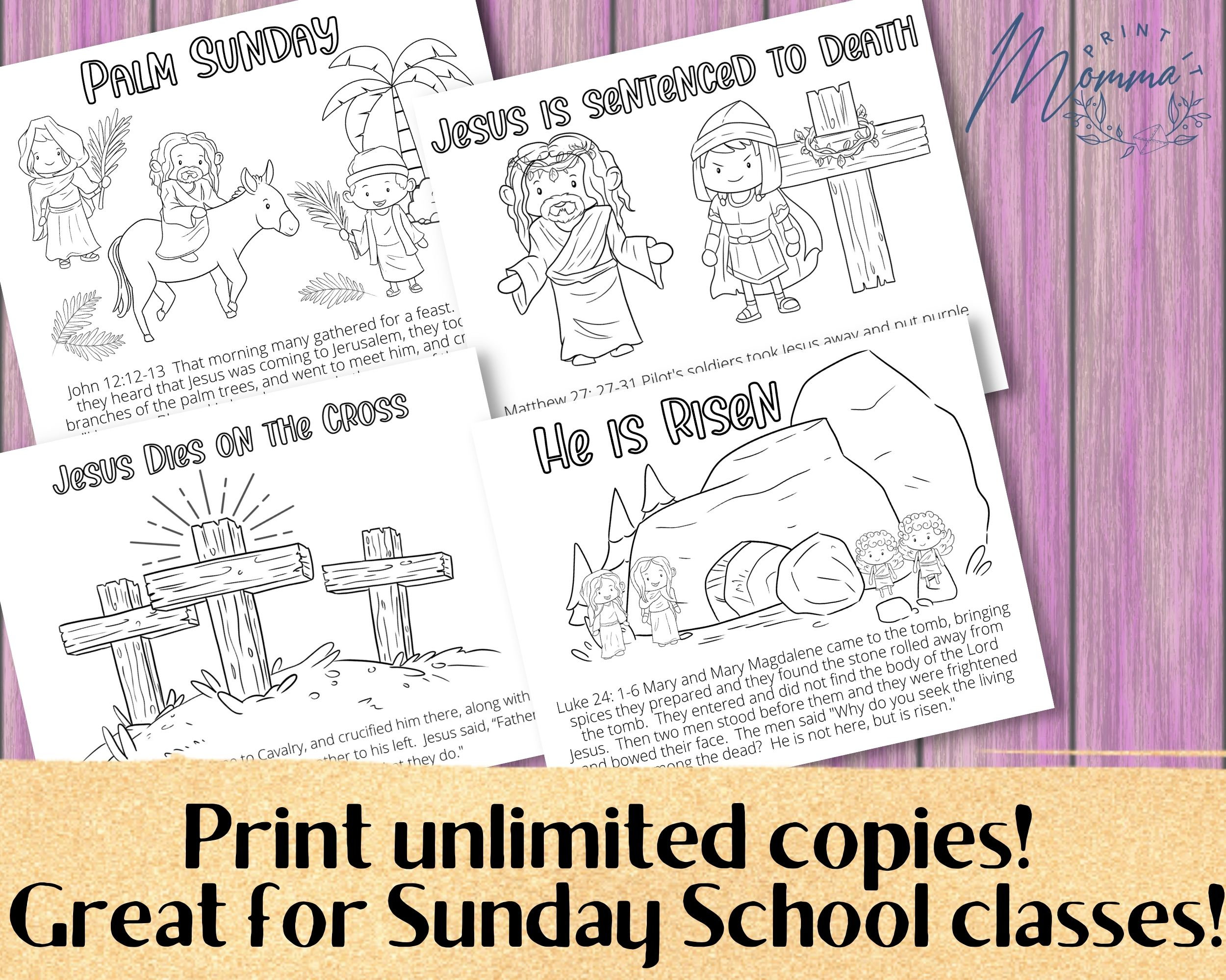 Easter Story Kids Activity Page Printable Holy Week Coloring - Etsy