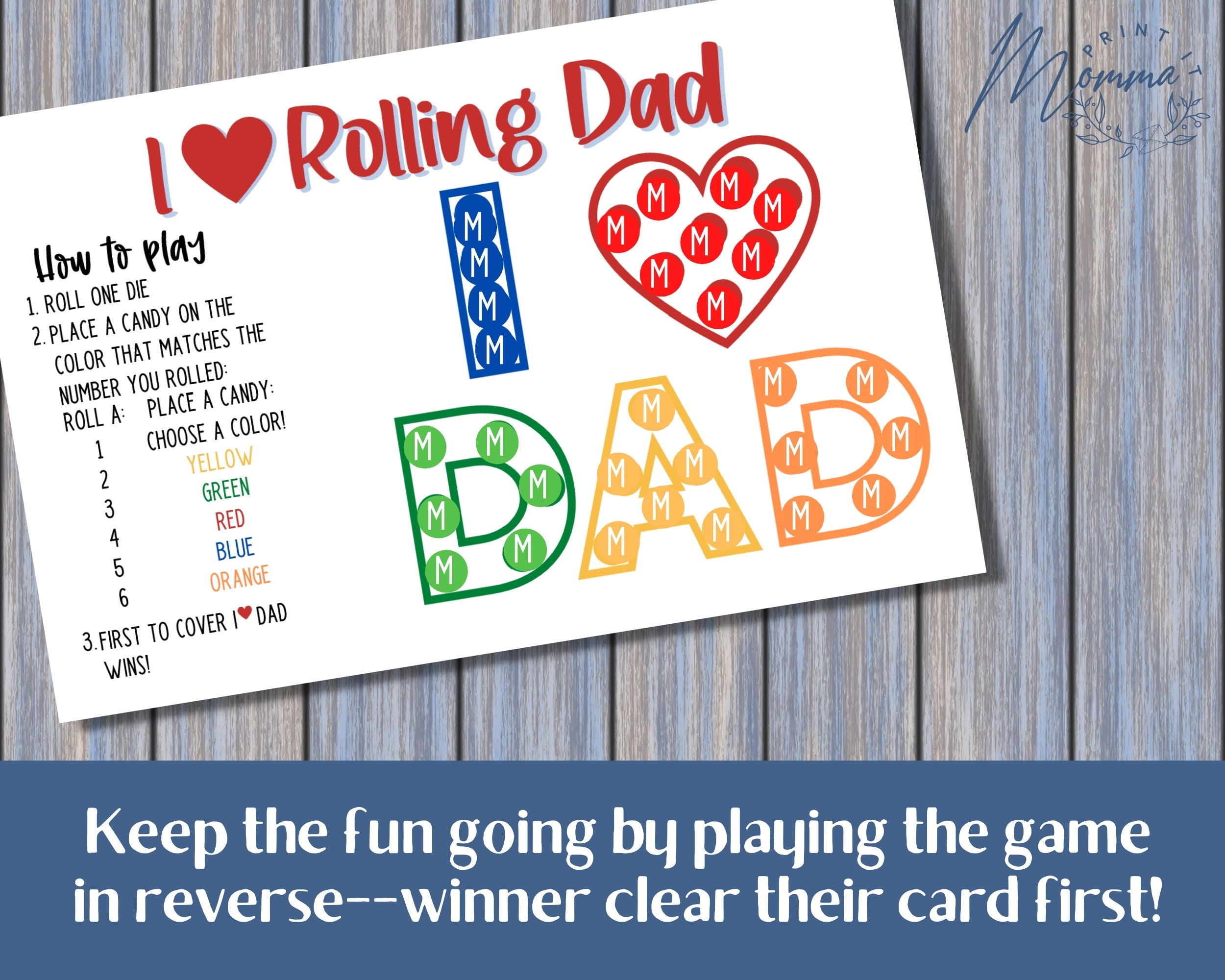 I HEART Rolling Dad Kids Dice Game Printable Father's Day Kids Activity ...