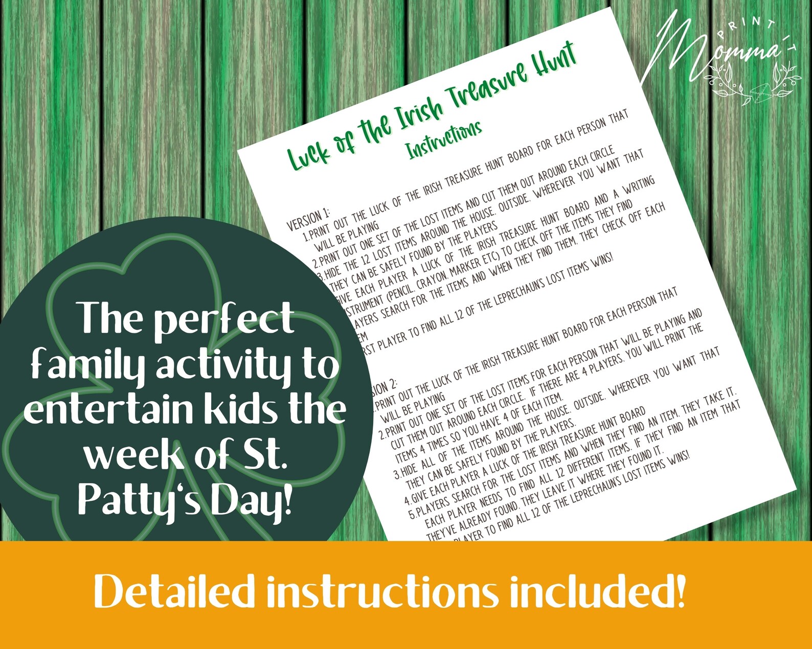 St. Patrick's Day Kids Scavenger Hunt Printable St. Patty's Day Luck of ...