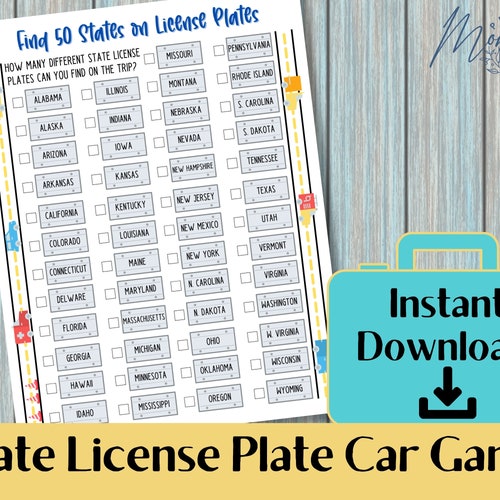 License Plate Bingo Car Game Printable Bingo Travel Activity - Etsy