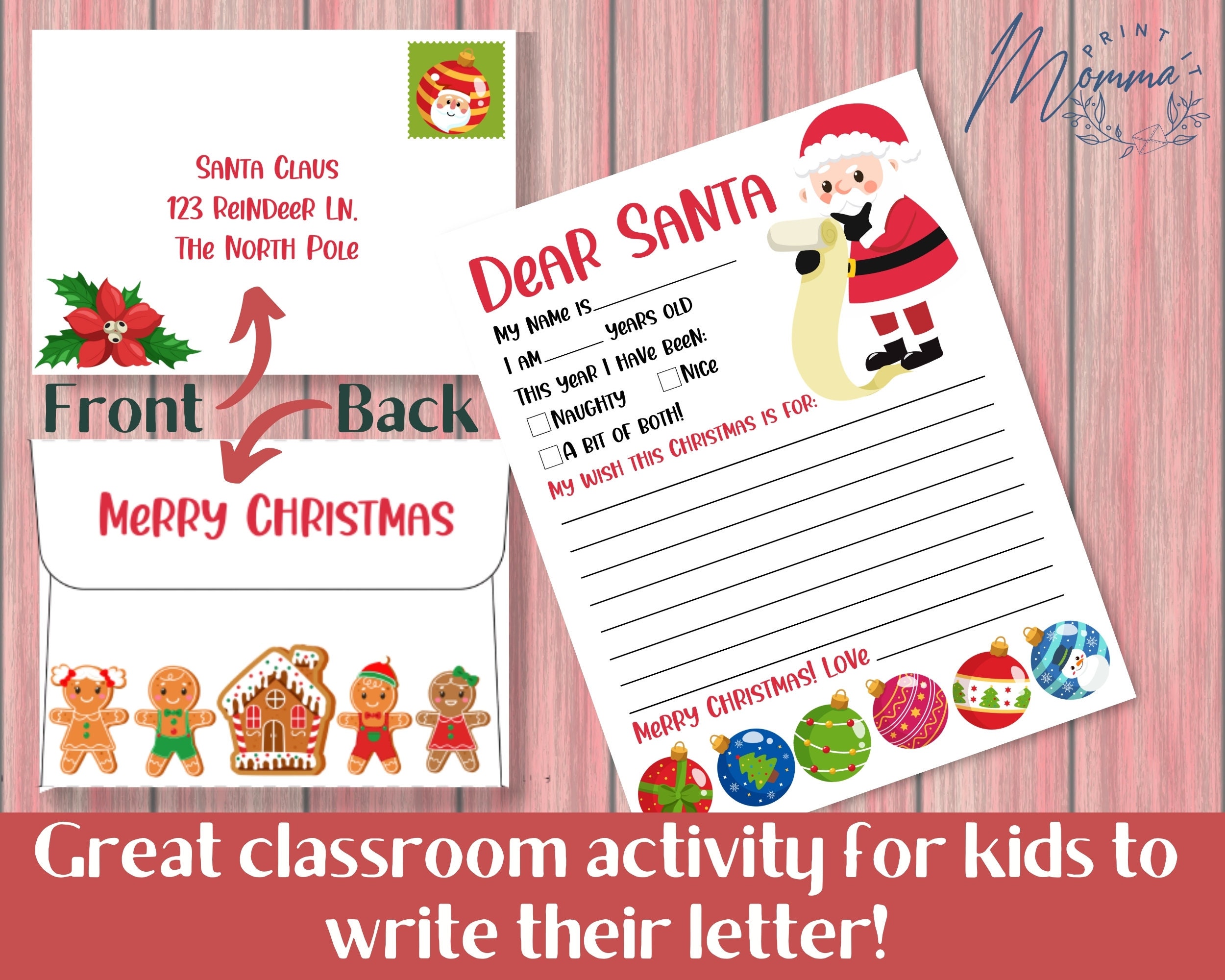 Letter to Santa and Christmas List Kit Printable Dear Santa - Etsy