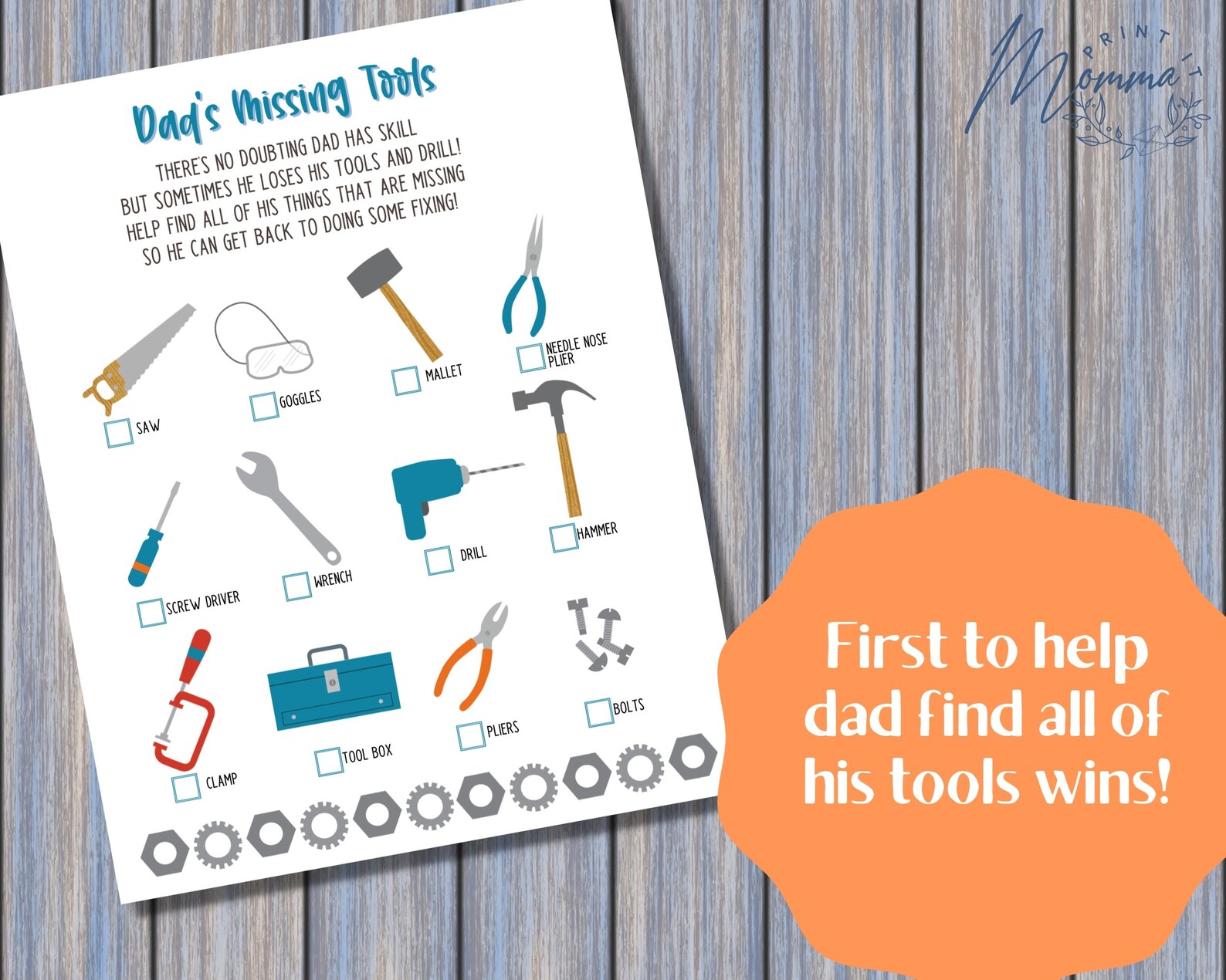 Scavenger Hunt for Dad's Missing Tools Printable | Father's Day Family ...