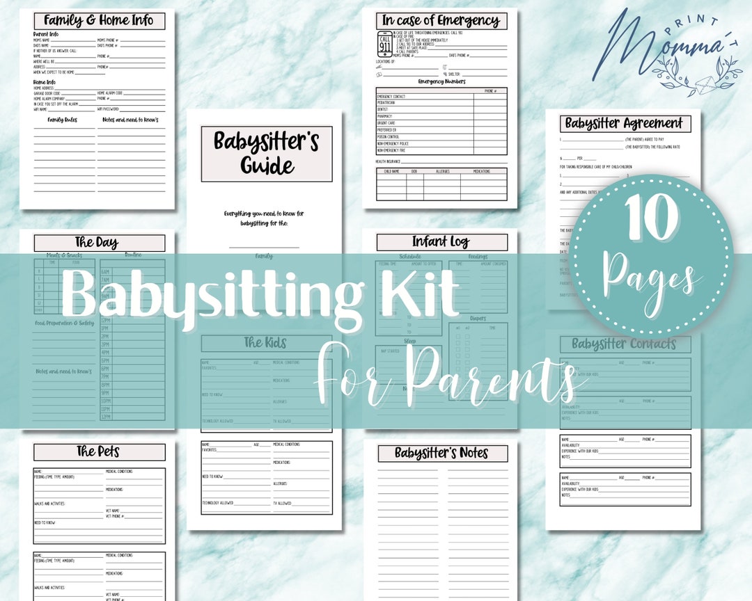 Babysitting Kit for Parents Printable | Babysitter's Information Pages ...