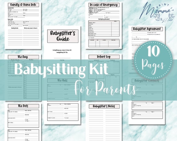 Babysitting Kit for Parents Printable Babysitter's - Etsy Canada