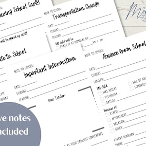 Note to School | Note for School Absence | Excuse Note to School ...