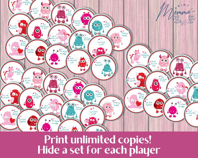Valentine's Day Kids Scavenger Hunt Printable | Monster Valentine Hide ...