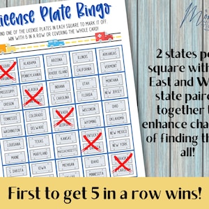 License Plate Bingo Car Game Printable | Bingo Travel Activity Digital ...
