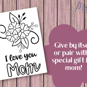 Mother's Day Coloring Card Printable | Kids Coloring DIY Card Digital ...