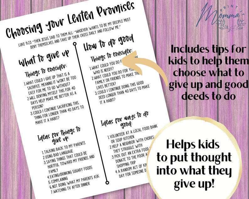 Lent Journal Kids Activity Page Printable 40 Days of Lent and Random ...