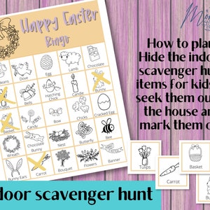 Easter Kids Bingo and Indoor Scavenger Hunt Printable | Easter Activity ...