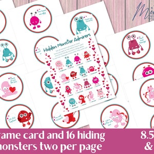 Valentine's Day Kids Scavenger Hunt Printable | Monster Valentine Hide ...