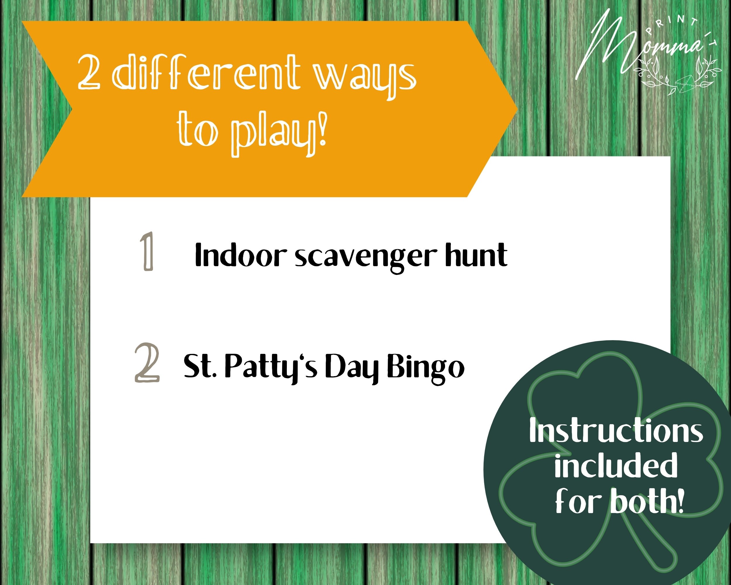 St. Patrick's Day Kids Bingo and Indoor Scavenger Hunt Printable St ...
