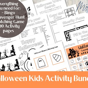 Halloween Kids Activity Pages, Bingo, Scavenger Hunt and Memory Game ...