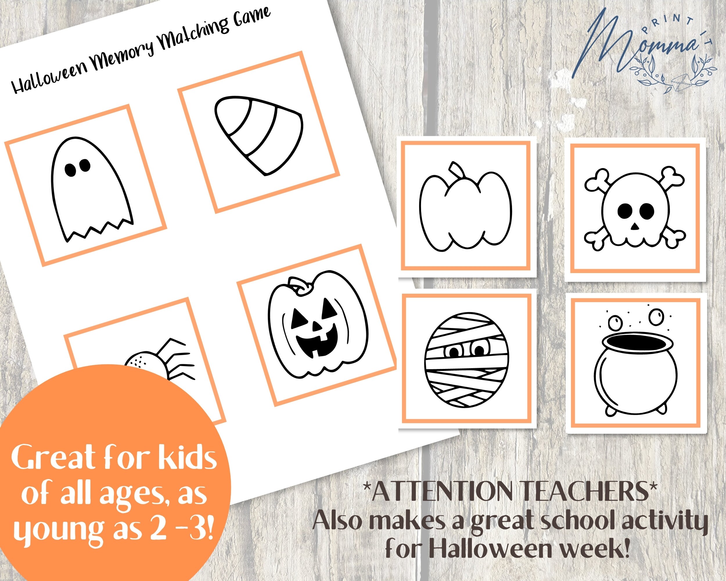 Halloween Memory Matching Game Printable | Halloween Kids Concentration ...