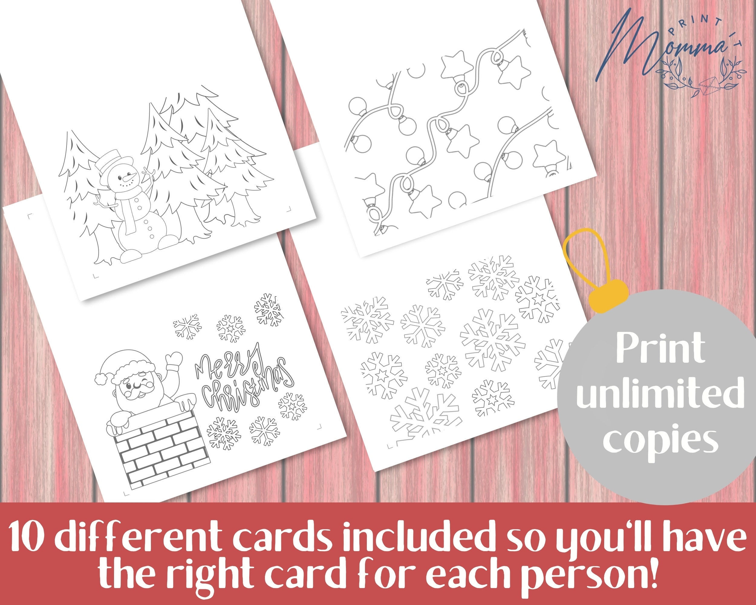 Christmas Activity Coloring Cards Set Printable Christmas Kids Coloring ...
