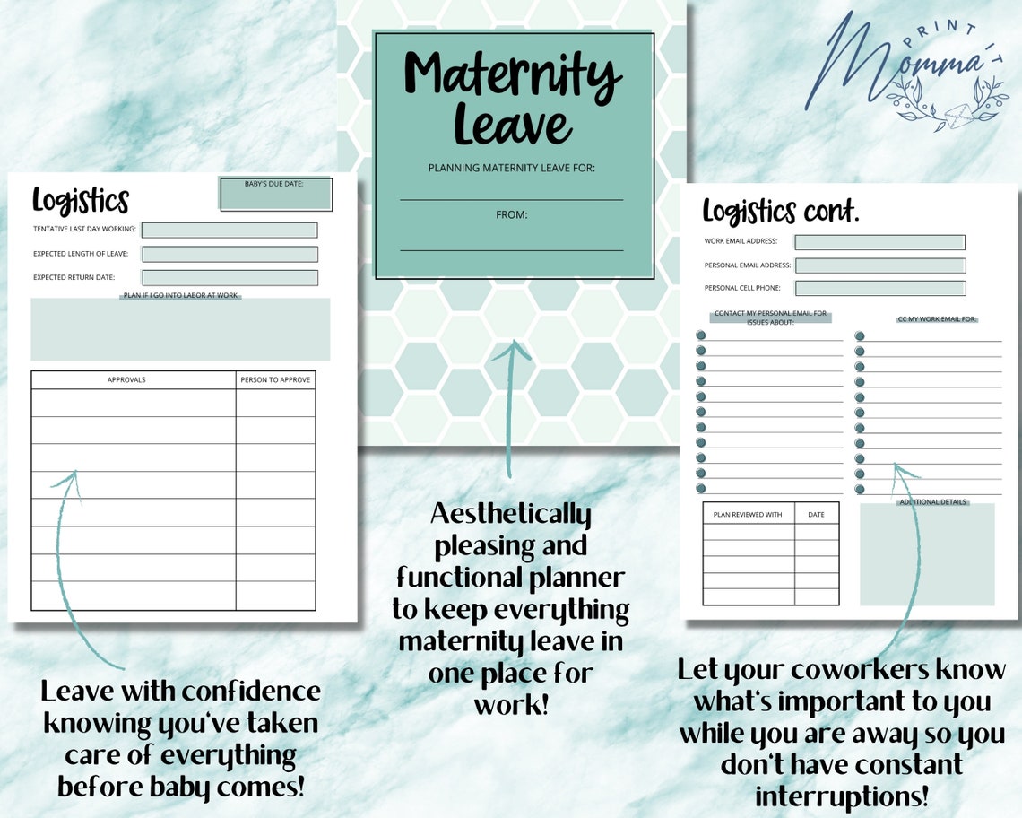 Maternity Leave Planner Printable Fillable Work Maternity - Etsy