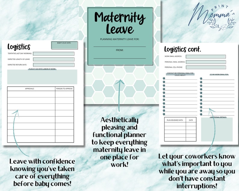 Maternity Leave Planner Printable | Fillable Work Maternity Leave Plan ...