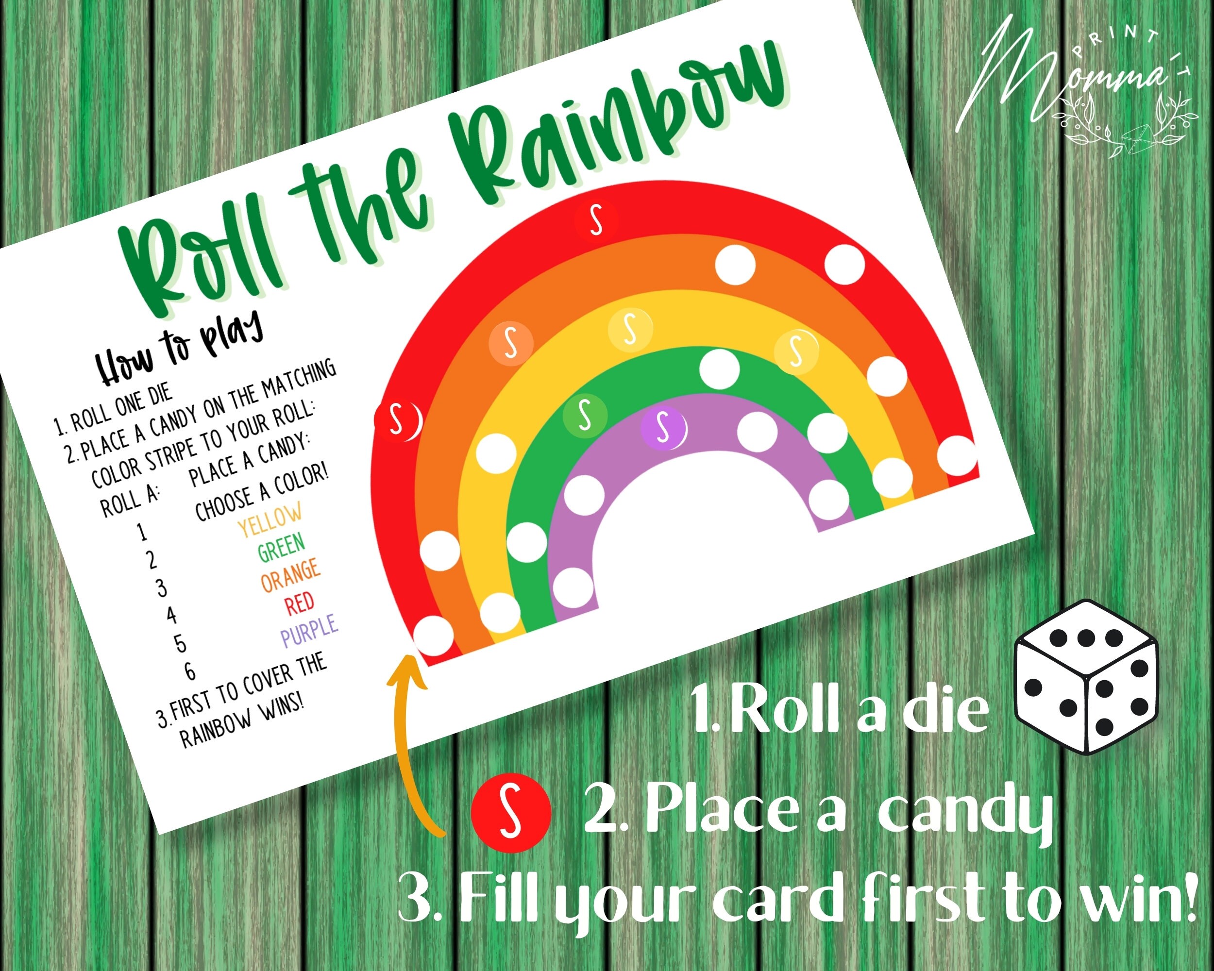 St. Patrick's Day Kids Roll the Rainbow Game Printable | St. Patty's ...